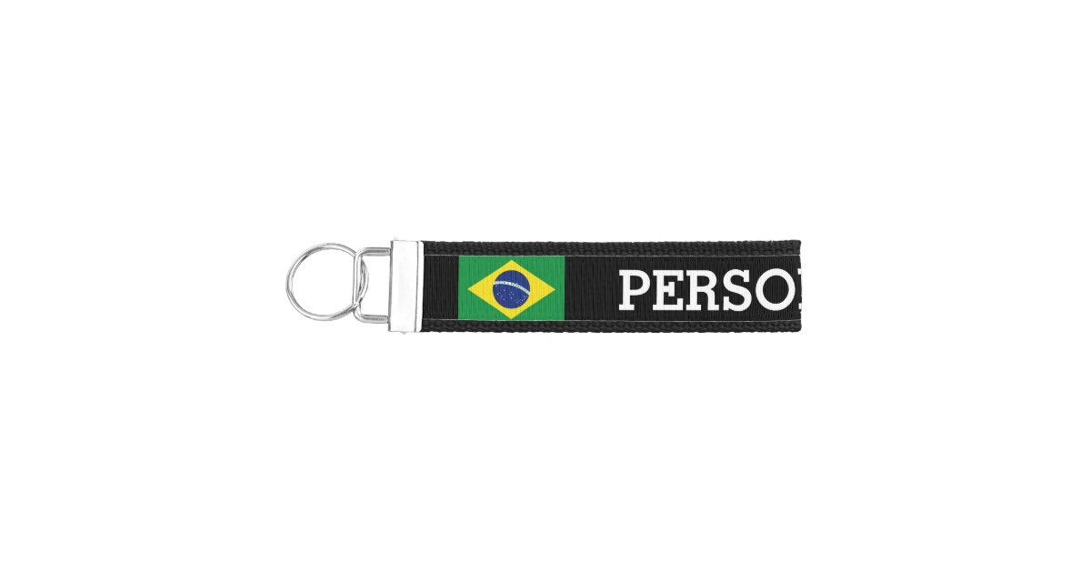 Custom Brazilian flag wrist keychain for Brasil | Zazzle