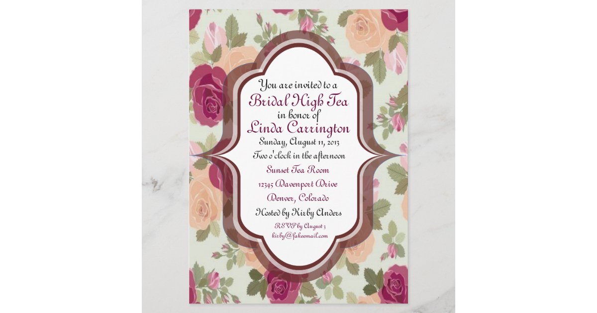 Custom Bridal High Tea Invitations | Zazzle.com