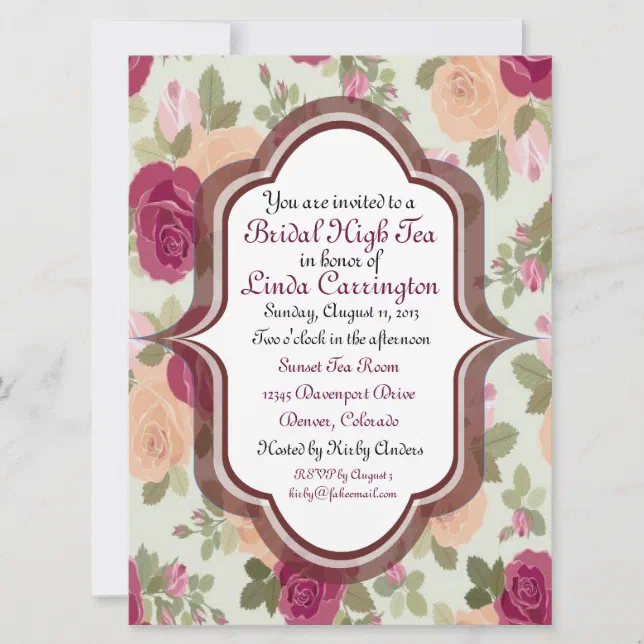 Custom Bridal High Tea Invitations | Zazzle