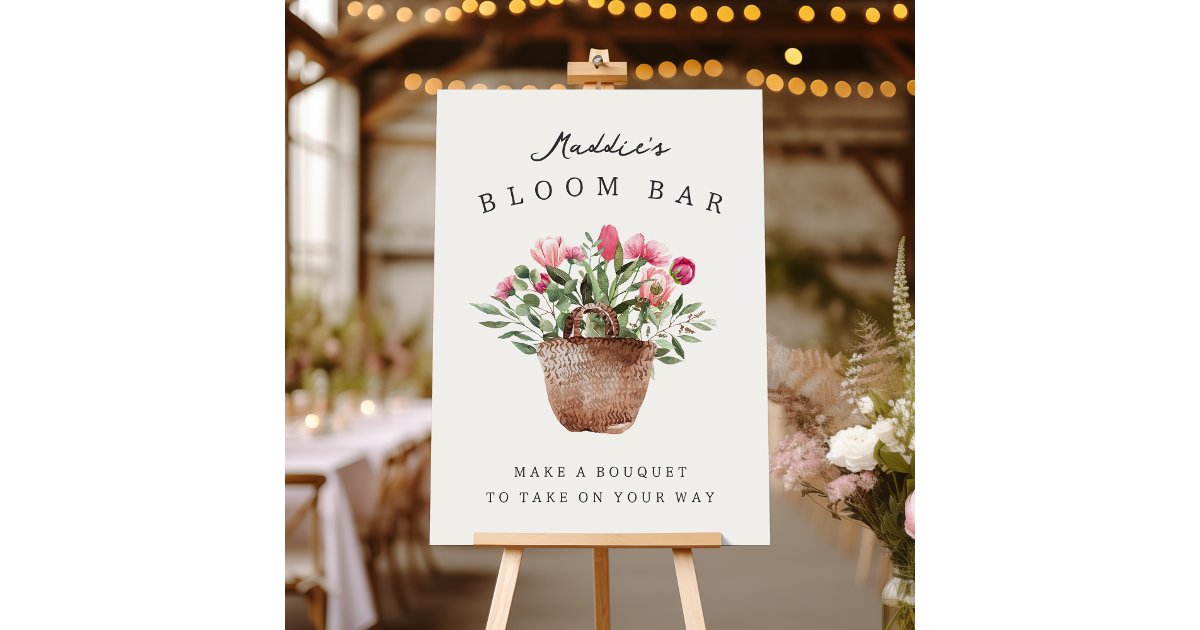 Custom Bridal Shower Bloom Bar Sign | Zazzle