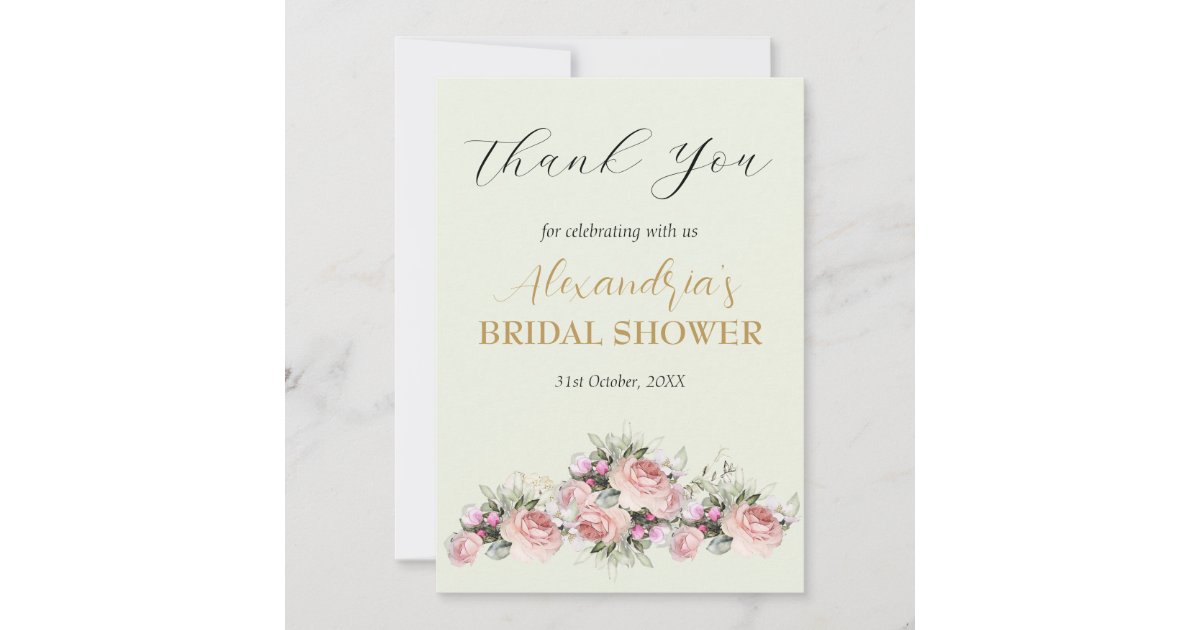 Custom Bridal Shower Roses Thank you | Zazzle
