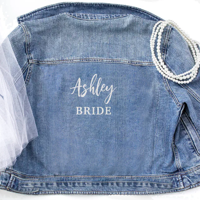 Custom Bridal Wedding Script Jean Denim Jacket | Zazzle