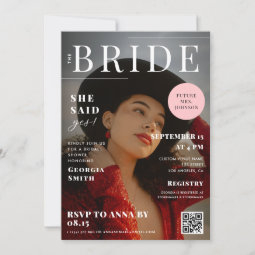Custom Bride Photo Magazine Cover Bridal Shower Invitation | Zazzle