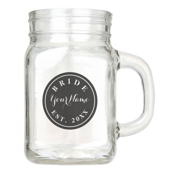Custom bride wedding mason jar handle mug | Zazzle