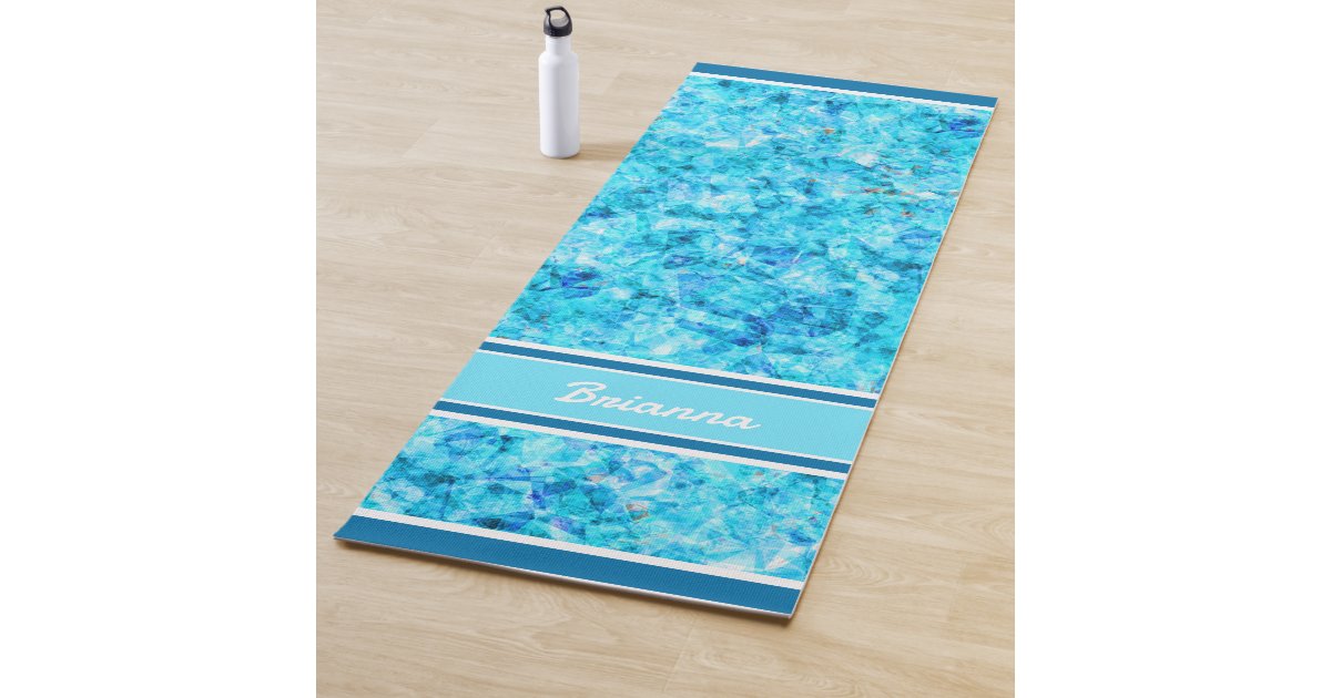 Custom Bright Blue Aqua Turquoise Polygon Pattern Yoga Mat | Zazzle