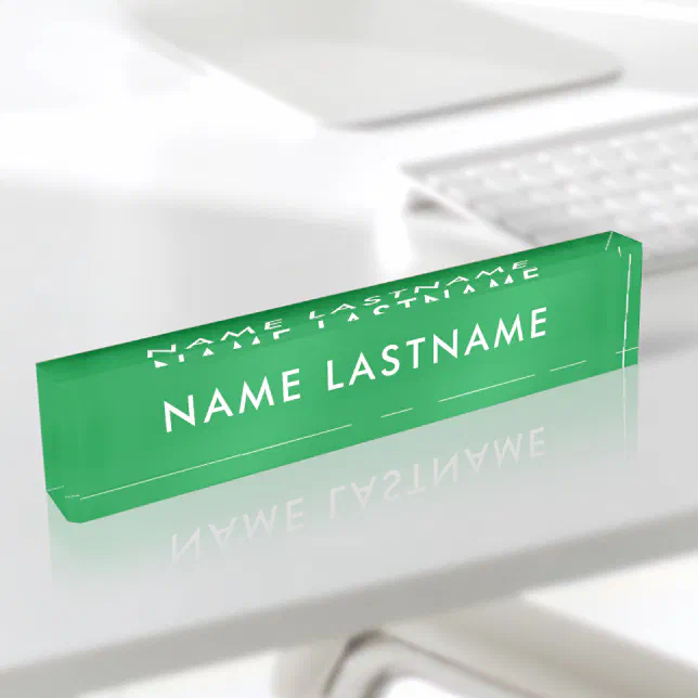 Custom Bright Kelly Green Modern Simple Minimalist Desk Name Plate | Zazzle
