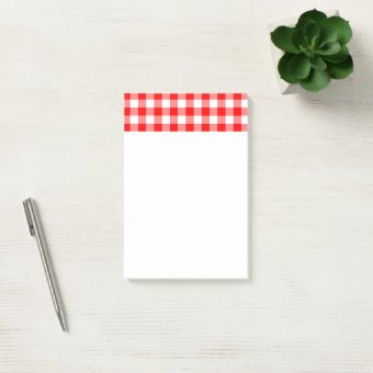 Custom Bright Red Gingham Post-it Notes | Zazzle