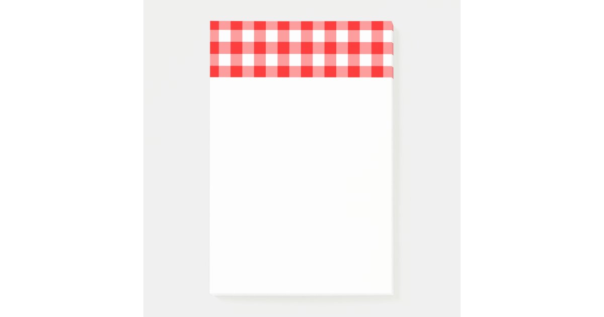Custom Bright Red Gingham Post-it Notes | Zazzle