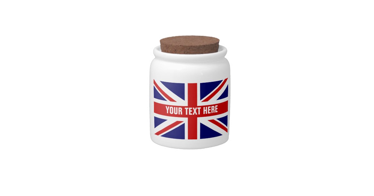 Custom British Union Jack flag candy jar | Zazzle