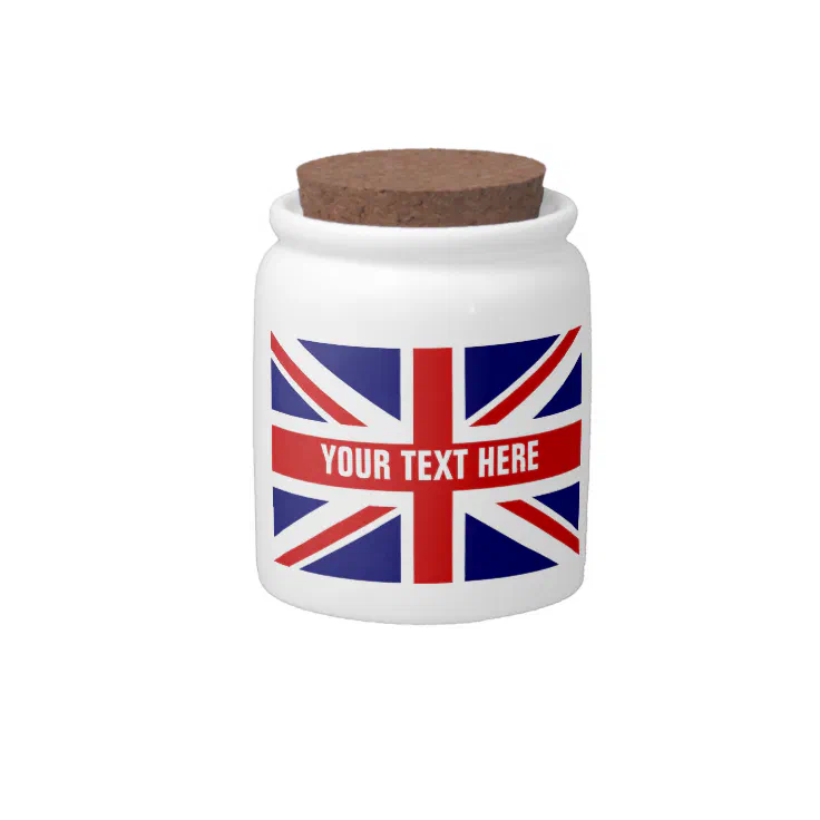 Custom British Union Jack flag candy jar | Zazzle