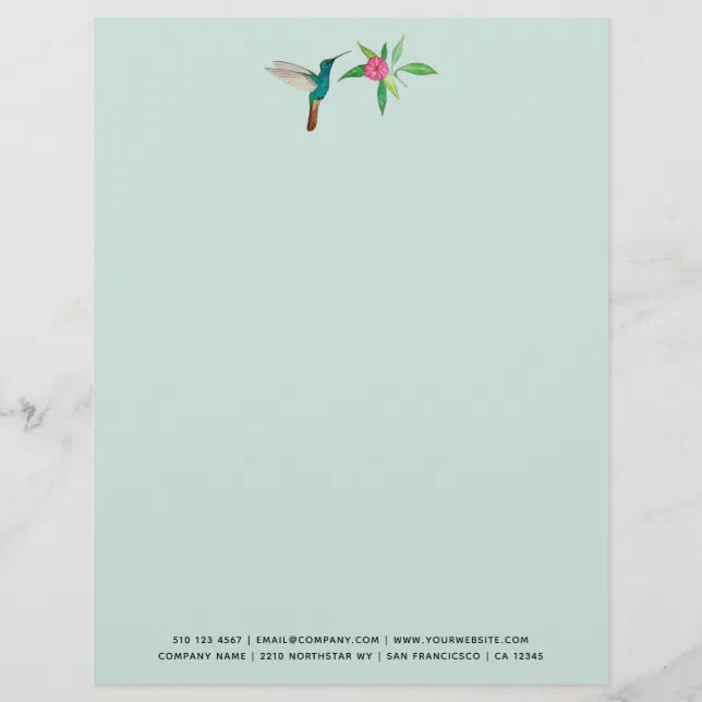 Custom Broad-billed Hummingbird Letterhead | Zazzle