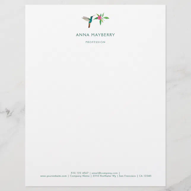 Custom Broad-billed Hummingbird Letterhead | Zazzle
