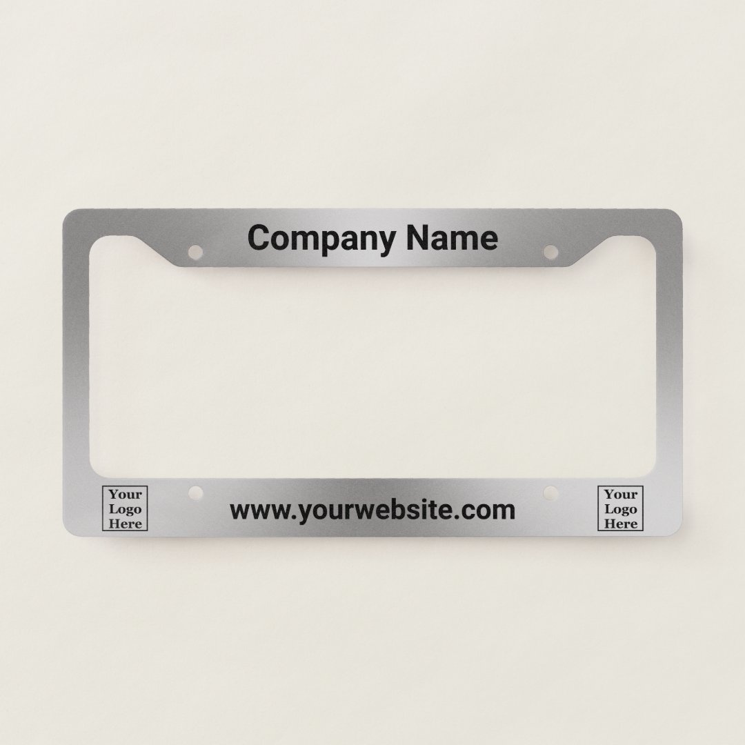Custom Brushed Metal Look Company Your Logo Here License Plate Frame ...