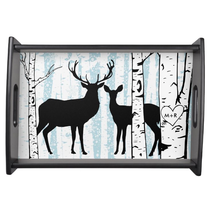 Custom Buck and Doe Deer Birch Serving Tray | Zazzle