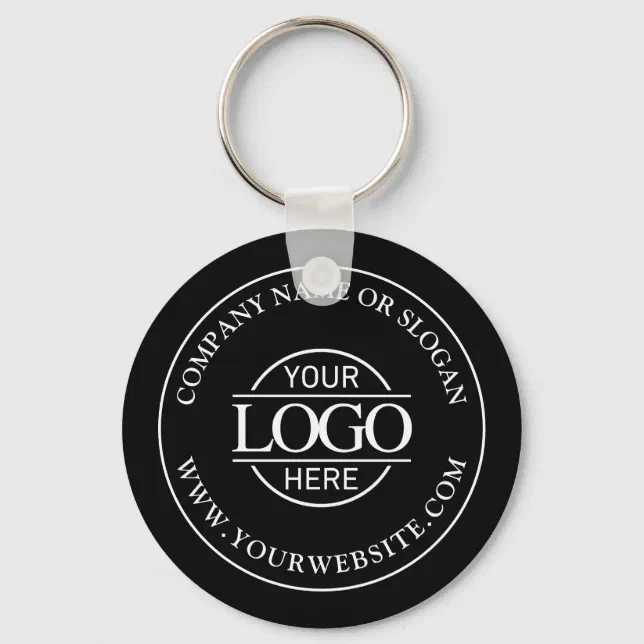 Custom Busines Logo Promotional Black and White Keychain | Zazzle