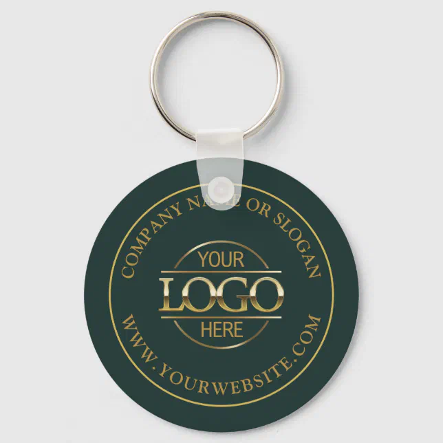 Custom Busines Logo Promotional Dark Green Keychain | Zazzle