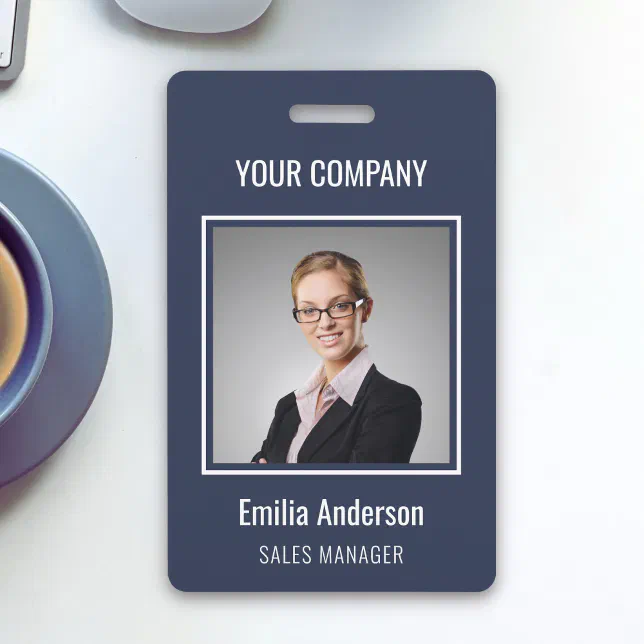 Custom Business Basic Simple Employee Name Photo Badge | Zazzle