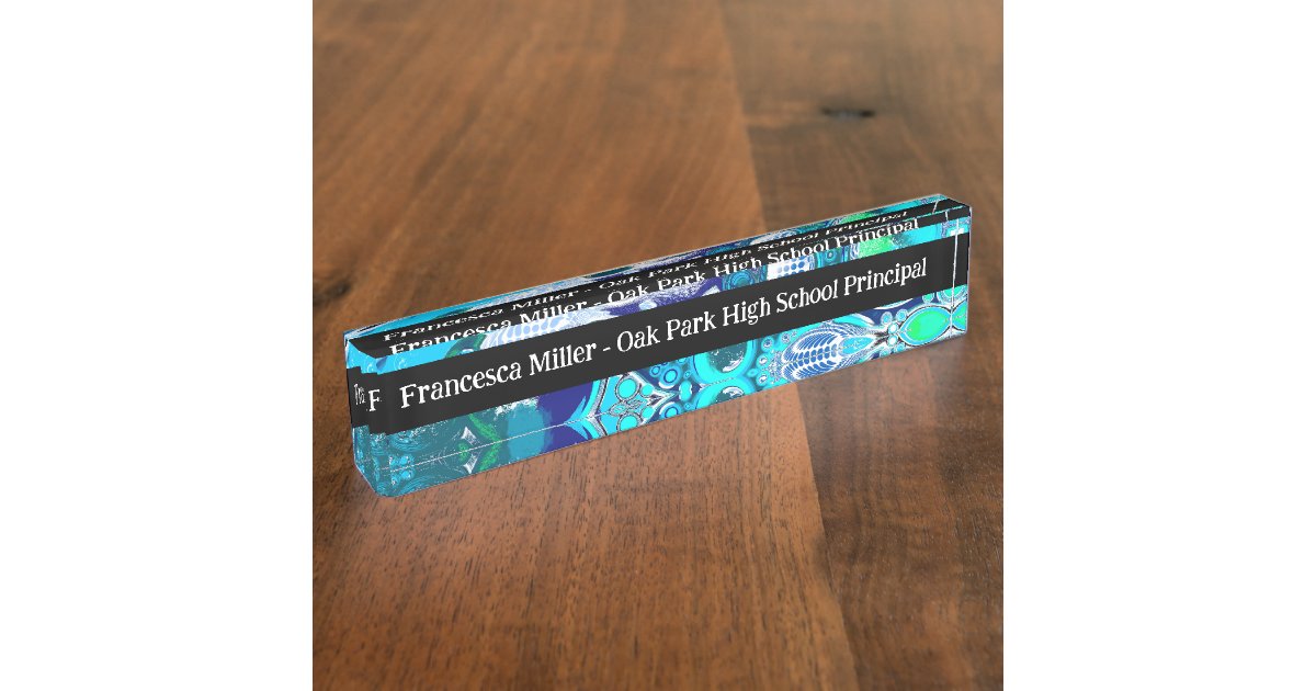 Custom Business Blue Sea Bubbles Abstract Art Desk Name Plate | Zazzle