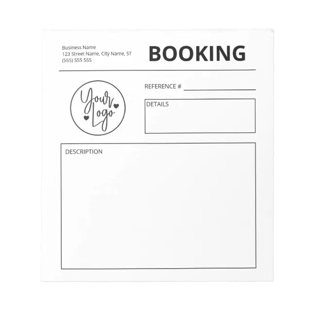 Custom Business Booking Request Book Logo Notepad | Zazzle