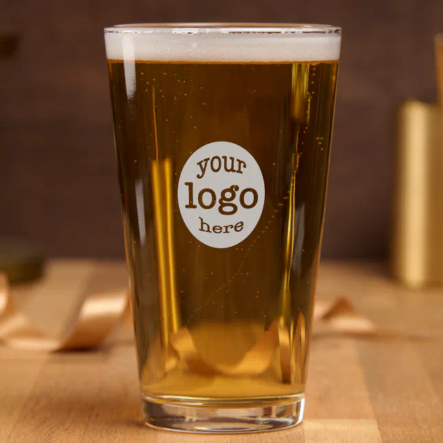 Custom Business Company Bar Team Logo Branded Beer Pint Glass | Zazzle