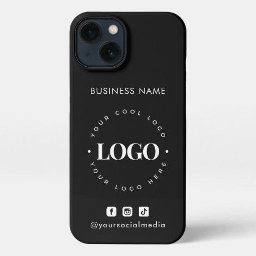 Custom Business Company Custom Logo & Social Media iPhone Case | Zazzle
