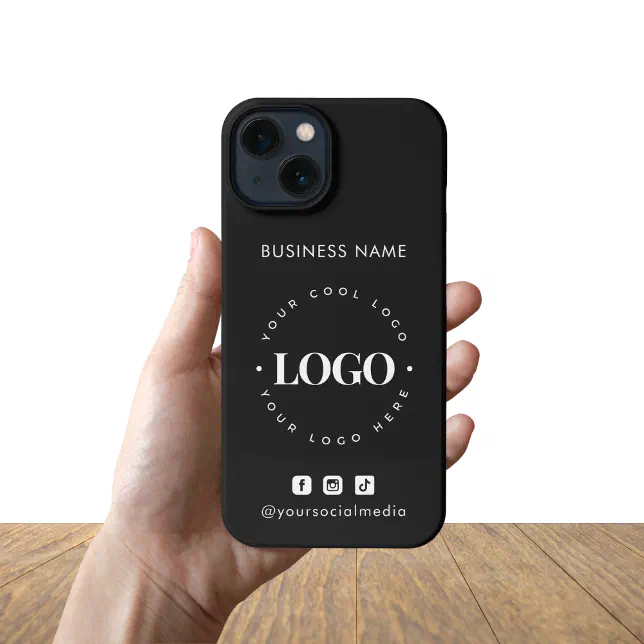 Custom Business Company Custom Logo & Social Media iPhone Case | Zazzle