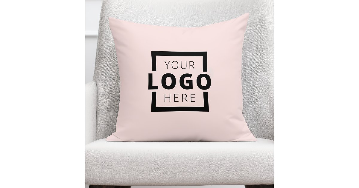 Custom Business Company Logo Branded Blush Pin Throw Pillow | Zazzle