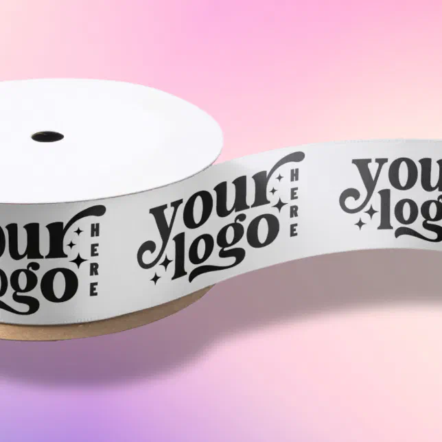 Custom Business Company Logo Branded Gift Wrapping Satin Ribbon | Zazzle