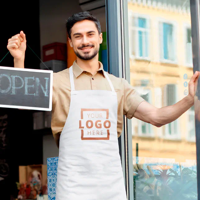 Custom Business Company Logo Employee Staff Long Apron | Zazzle