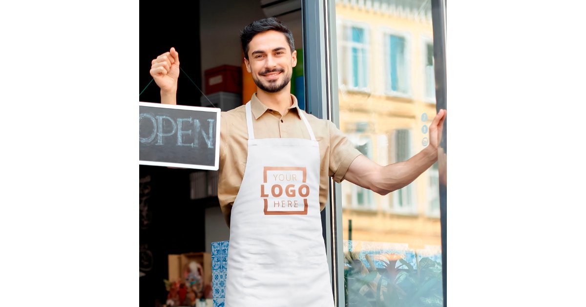 Custom Business Company Logo Employee Staff Long Apron | Zazzle