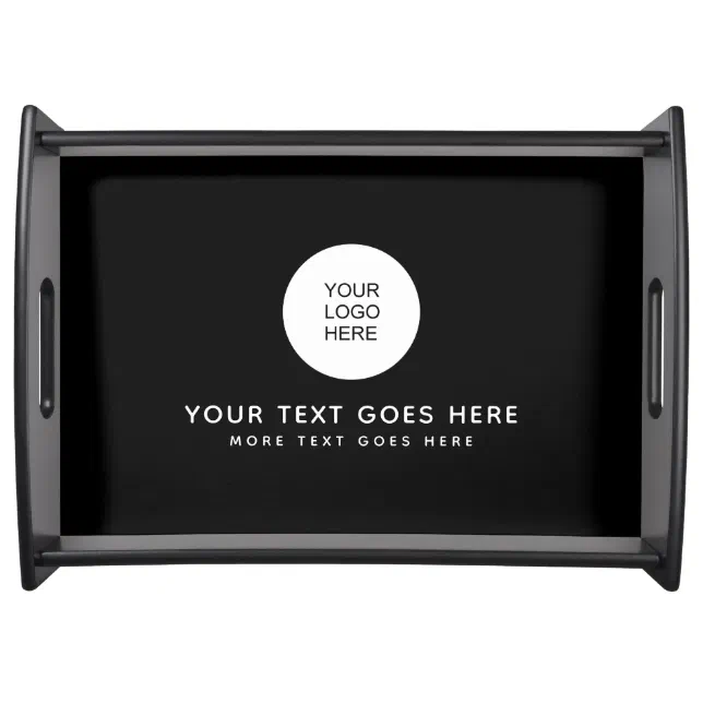 Custom Business Company Logo Here Black Large Serving Tray | Zazzle