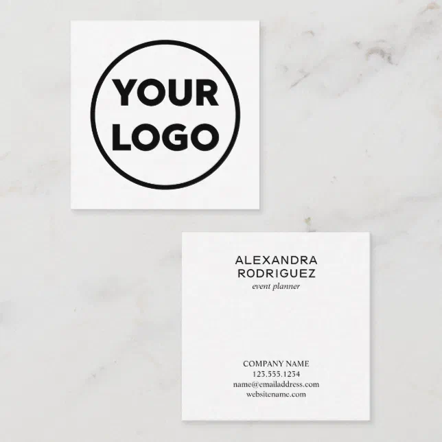 Custom Business Company Logo Long Name Minimal Square Business Card ...