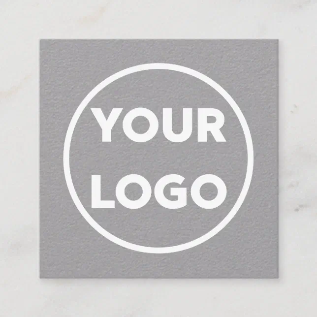 Custom Business Company Logo Minimal Grey Square Business Card | Zazzle