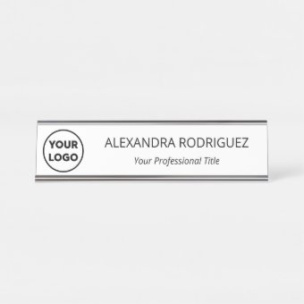 Custom Business Company Logo Name Job Title Desk Name Plate | Zazzle