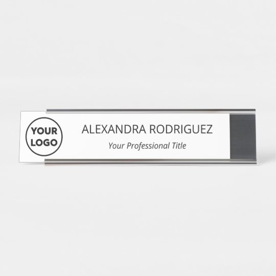 Custom Business Company Logo Name Job Title Desk Name Plate | Zazzle.com