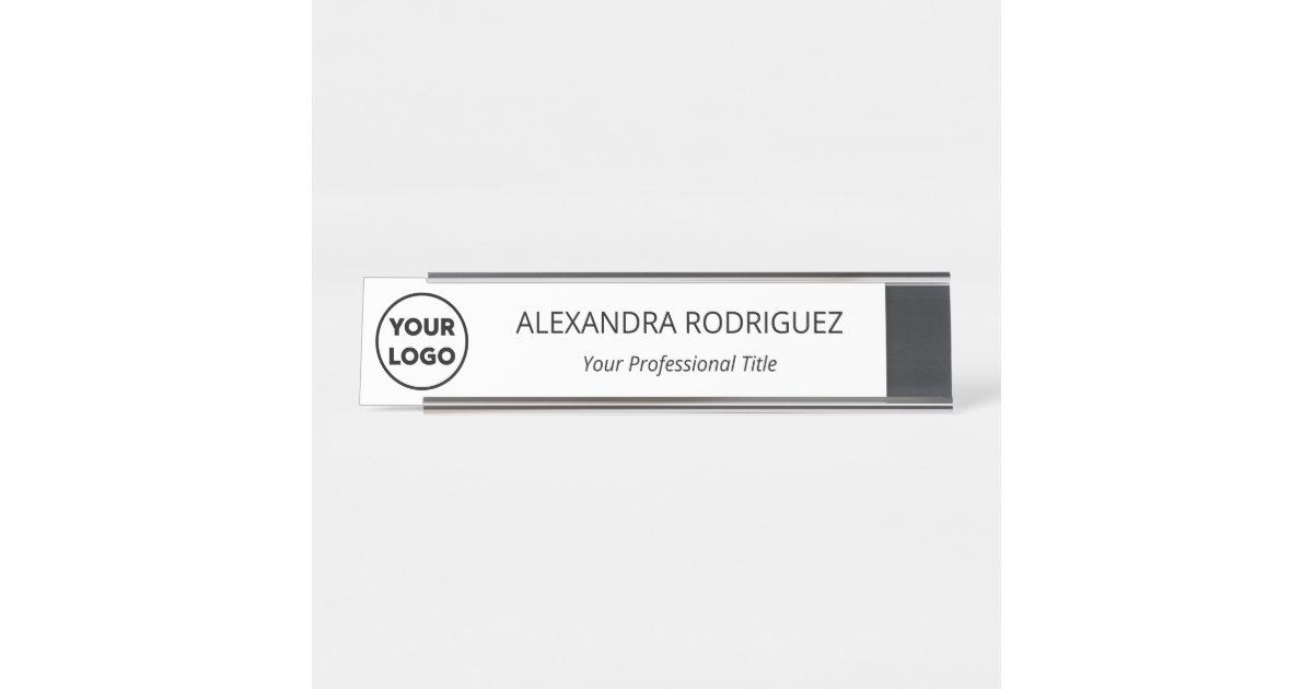 Custom Business Company Logo Name Job Title Desk Name Plate | Zazzle