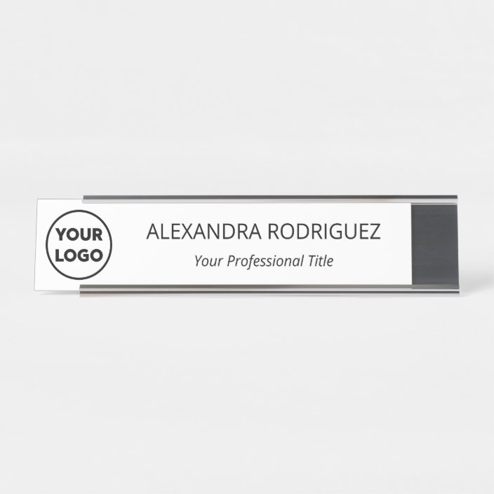 Custom Business Company Logo Name Job Title Desk Name Plate | Zazzle.com