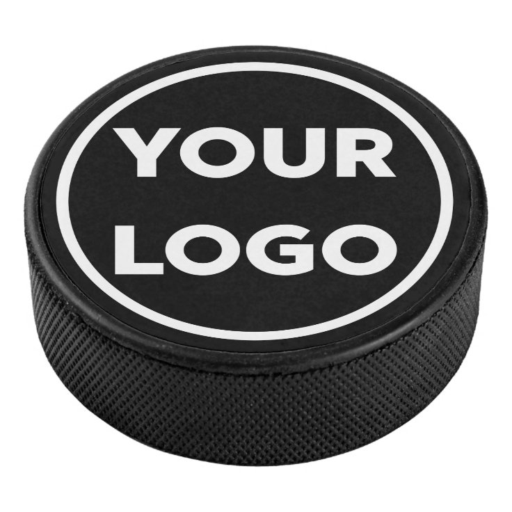 Custom Business Company Logo on Black Branded Hockey Puck | Zazzle