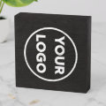 Custom Business Company Logo on Black Promotional Wooden Box Sign | Zazzle