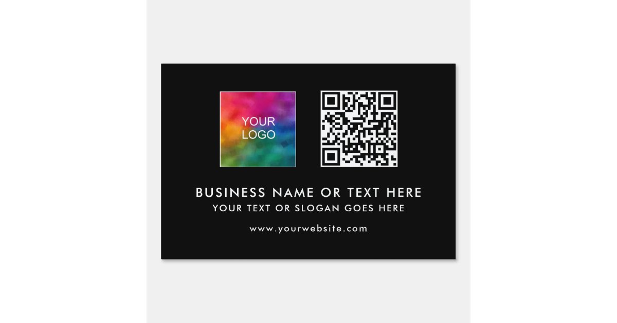 Custom Business Company Logo QR Code Black Yard Sign | Zazzle