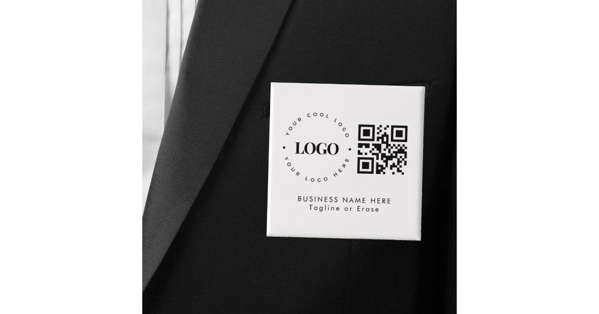 Custom Business Company Logo QR Code Minimalist Button | Zazzle