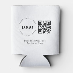 Custom Business Company Logo QR Code Minimalist Can Cooler | Zazzle
