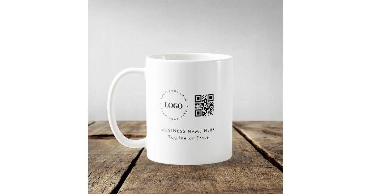 Custom Business Company Logo QR Code Minimalist Coffee Mug | Zazzle
