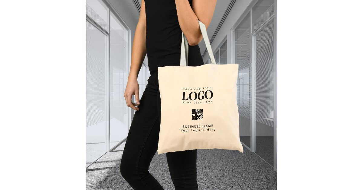 Custom Business Company Logo Qr Code Minimalist Tote Bag | Zazzle