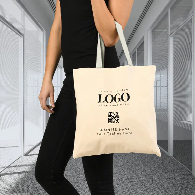 Custom Business Company Logo Qr Code Minimalist Tote Bag | Zazzle
