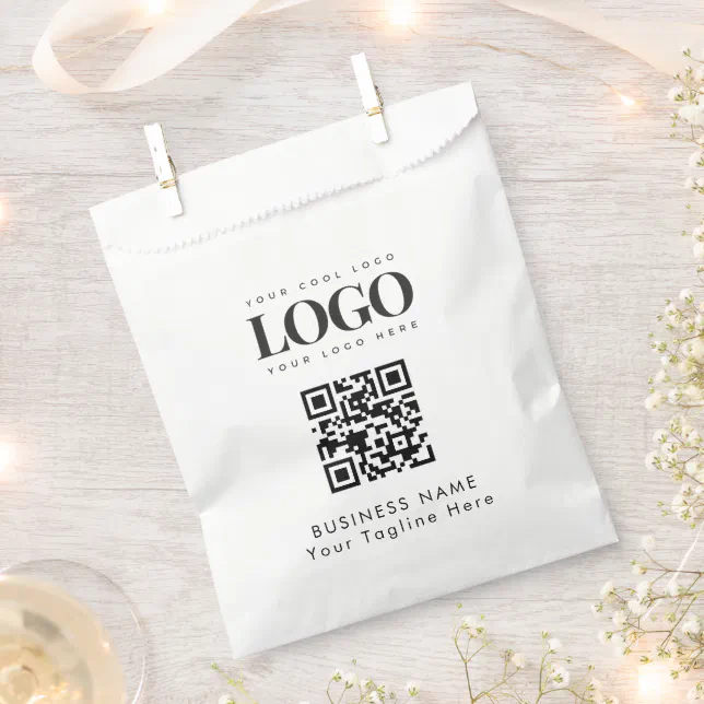 Custom Business Company Logo Qr Code Promotional Favor Bag | Zazzle