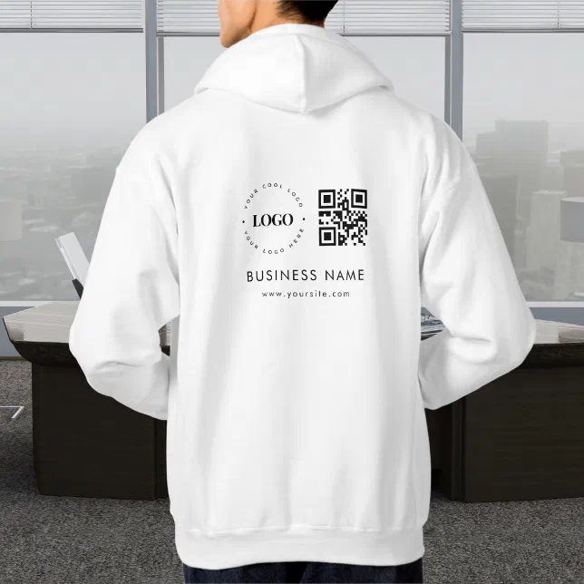 Custom Business Company Logo QR Code Scan & Text Hoodie | Zazzle