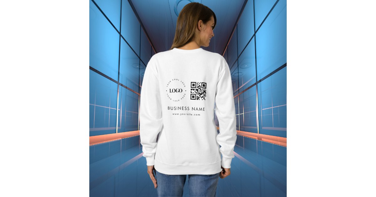 Custom Business Company Logo QR Code Scan & Text Sweatshirt | Zazzle