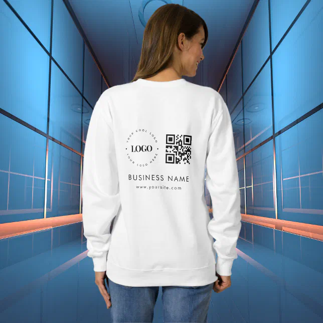 Custom Business Company Logo QR Code Scan & Text Sweatshirt | Zazzle