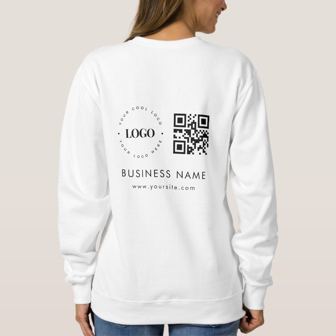 Custom Business Company Logo QR Code Scan & Text Sweatshirt | Zazzle